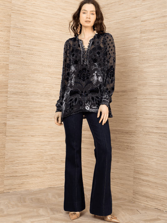 Hale Bob Women's JULISSA Velvet Burnout Top In Black 58MC242A – Izzi of ...