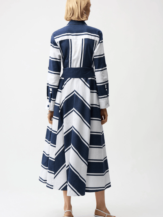Joseph Ribkoff Women's Cotton Stripe Fit and Flare Shirt Dress With Re ...