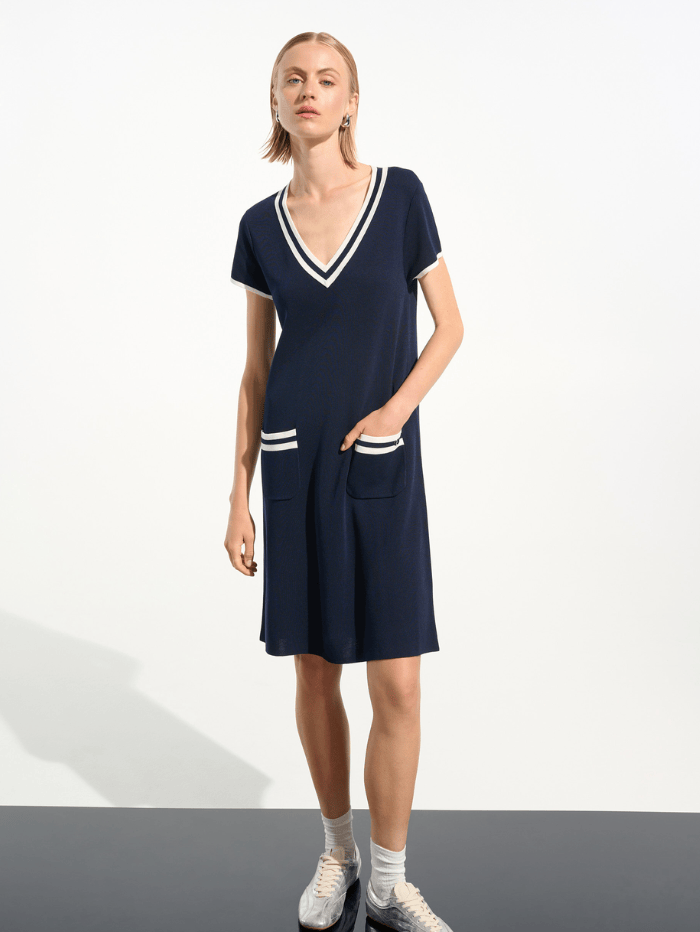 Joseph Ribkoff Women's Viscose Knit A-Line Dress With Rib Trim 261648 ...