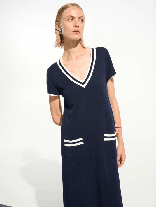 Joseph Ribkoff Women's Viscose Knit A-Line Dress With Rib Trim 261648 ...