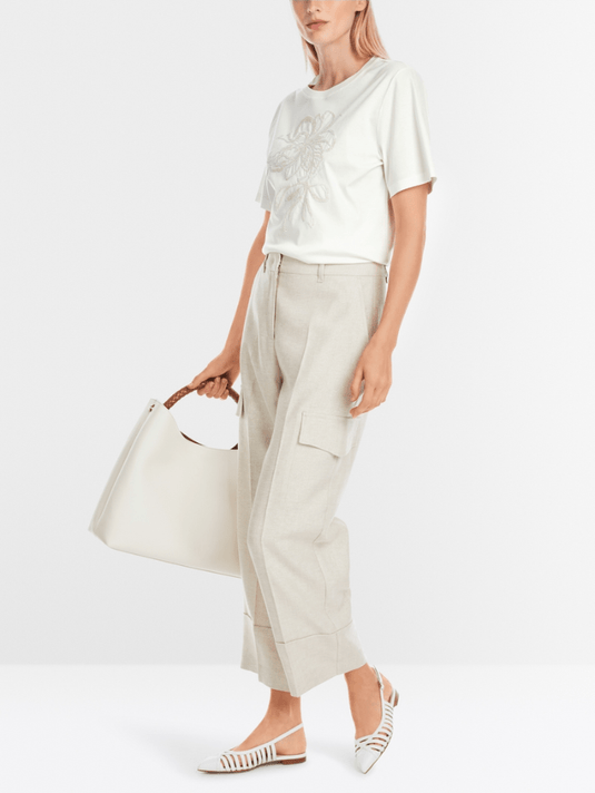 Marc Cain Collections Women's Embroidered Off White T Shirt In Pure Co ...