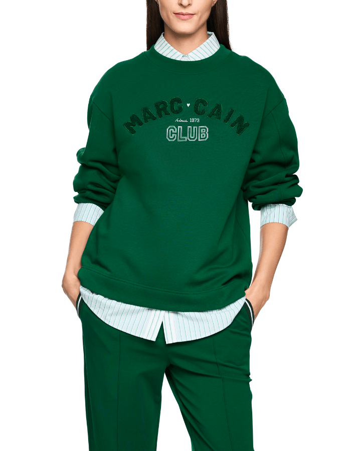 Marc Cain Sports Women's Green Soft Stretch Cotton Sweatshirt With Flo ...