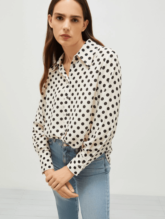 Marella Women's CONIO Printed Silk Shirt With Polka Dots 25131110612 C ...