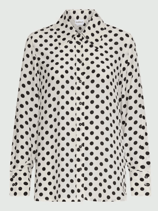 Marella Women's CONIO Printed Silk Shirt With Polka Dots 25131110612 C ...